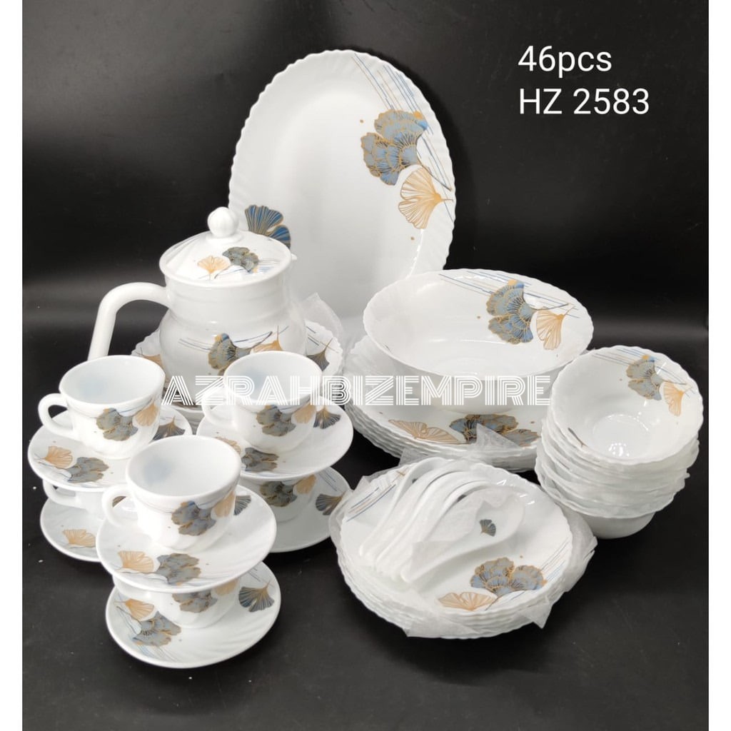 🔥NEW DESIGN! 46PCS OPAL DINNER SET PREMIUM OPALWARE / SET PINGGAN MAKAN ...