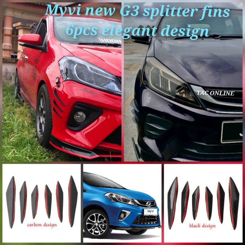 Perodua Myvi stylish sports spiltter fins spoiler elegant carbon and ...