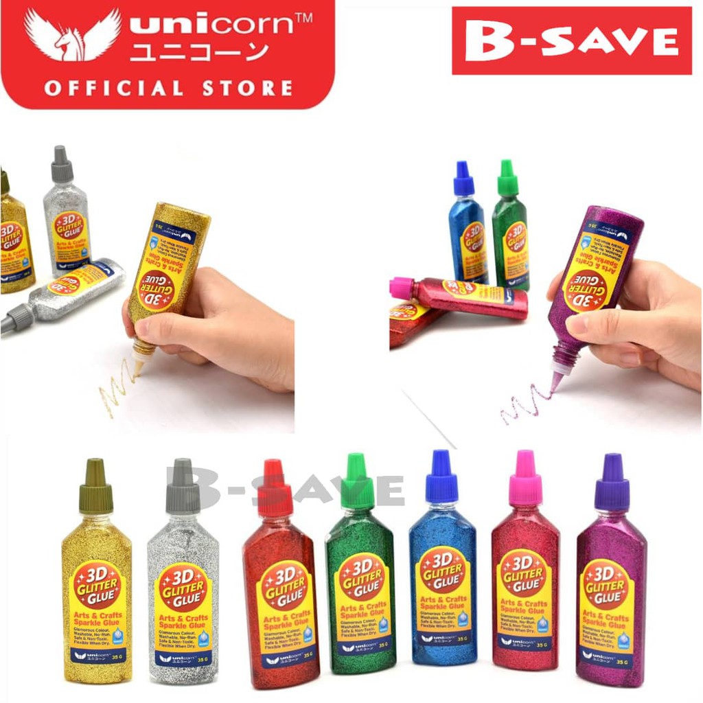 Unicorn 3D Glitter Glue Washable Art & Craft Glue 35g | Shopee Malaysia