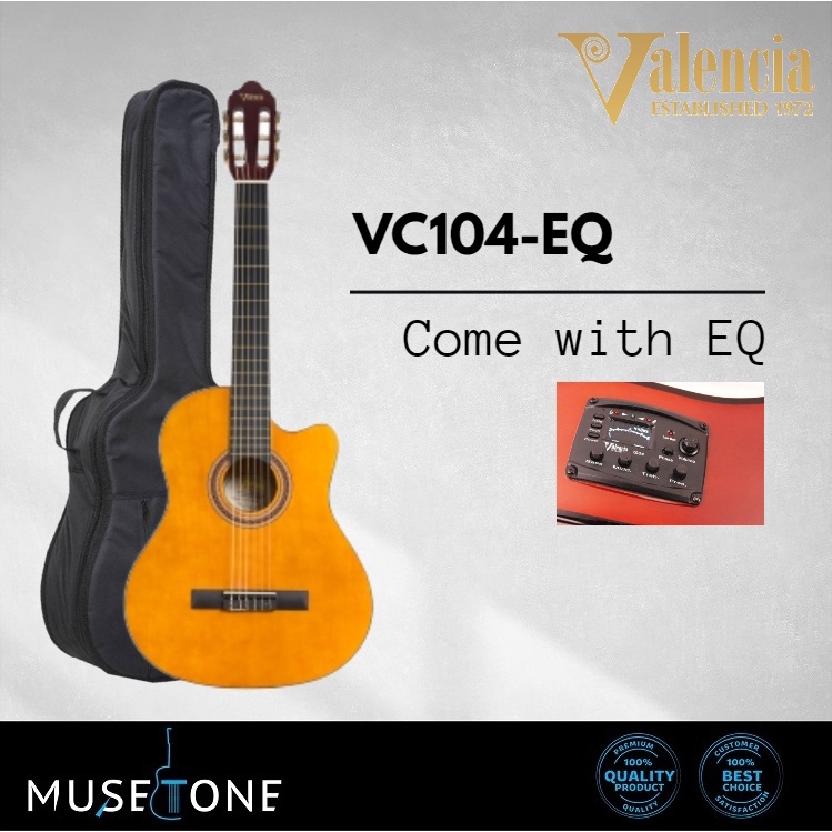 Velencia VC104-EQ Full Size Classical Guitar Cutaway With EQ Free Bag | Shopee Malaysia
