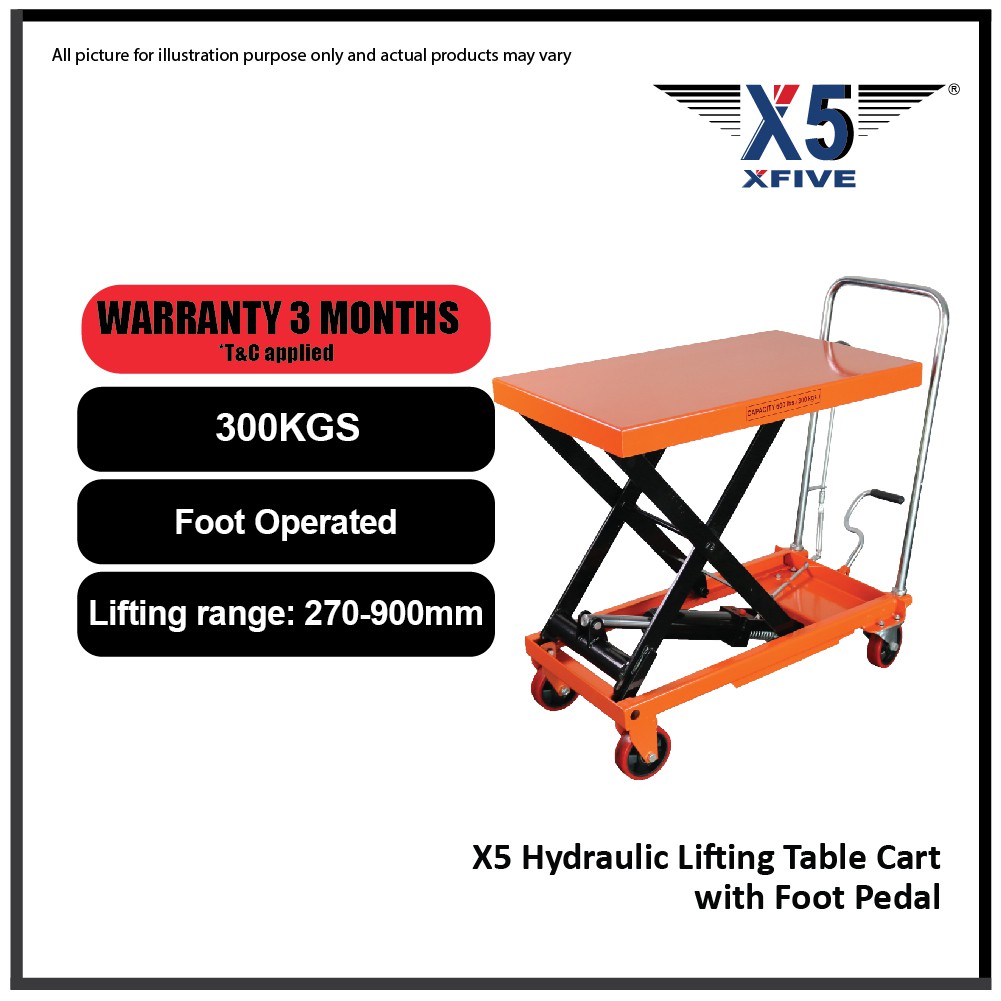 X5 300KGS Hydraulic Table Truck Lift Trolley Lifting Cart with Foot ...