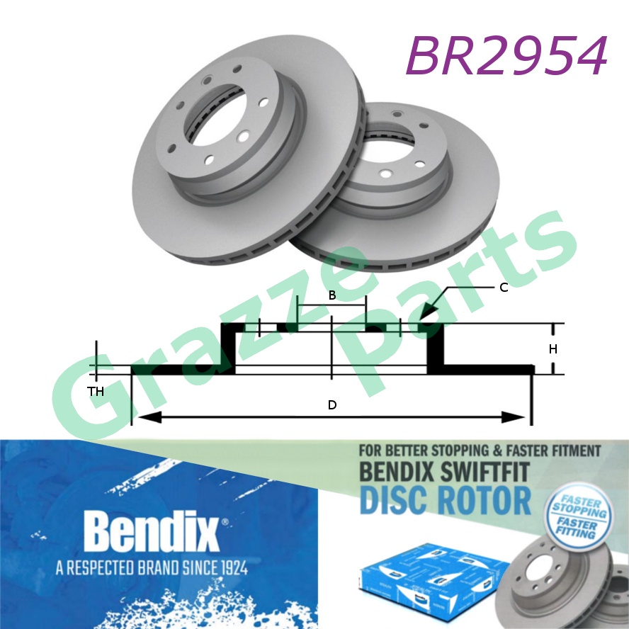 (1 pc) Bendix Swiftfit Disc Brake Rotor Front for BR2954 Mazda 3 1.6 2.0 BK BL 2012 BM 2015 ...