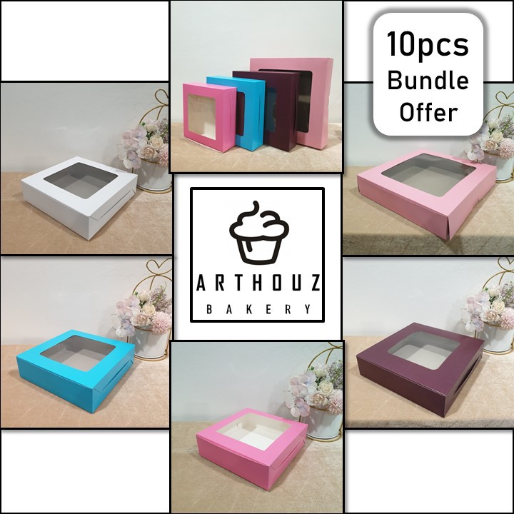 10pcs Cake Box Window Kotak Kek Bercermin Kuih Lapis Box Kuih Talam Box ...