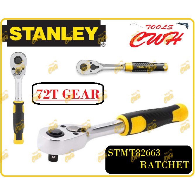 STANLEY 72 Teeth RATCHET HANDLE FOR BOX SPANNER SOCKET RACHET 82663 ...