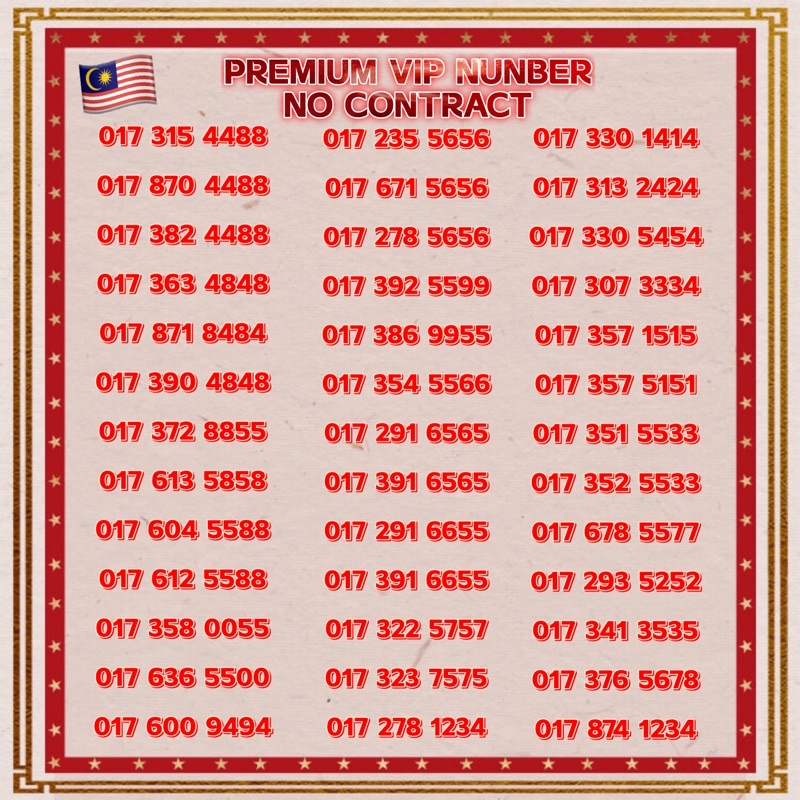 VIP Number ABBB, ABAB , AABB , ABBA ,Lucky Number, Fengshui VIP Number ...