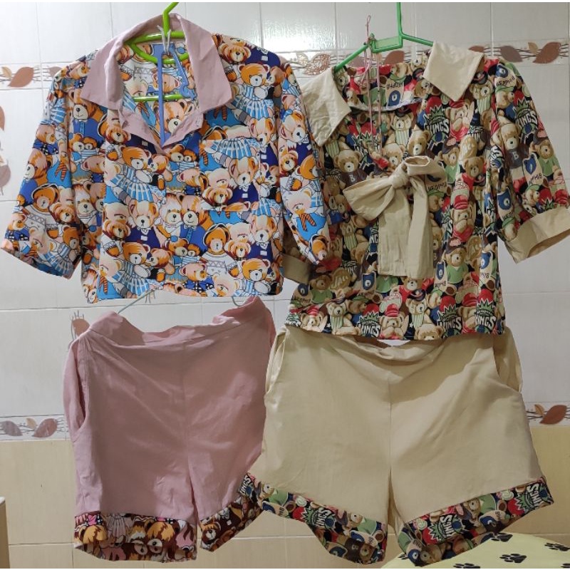 Bear Set Short Leg Bow Neck Cream Kipak Pink | Shopee Malaysia