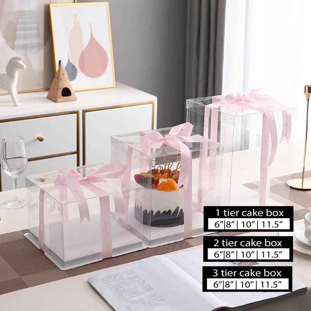 Transparent Cake Box 6/8/10/11.5inch Heighten Kotak Hantaran Kotak Kek ...