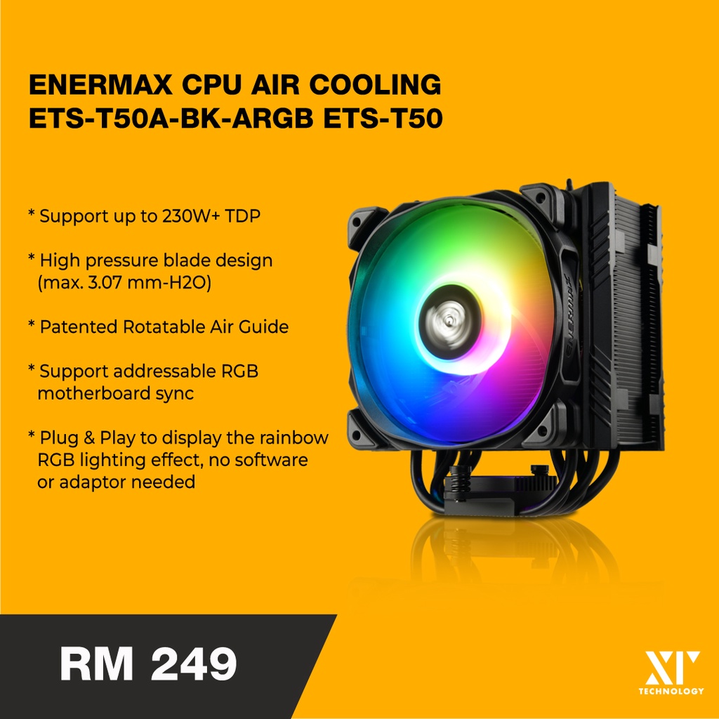 Enermax CPU Air Cooling ETS-T50A-BK-ARGB ETS-T50 BLACK | Shopee Malaysia
