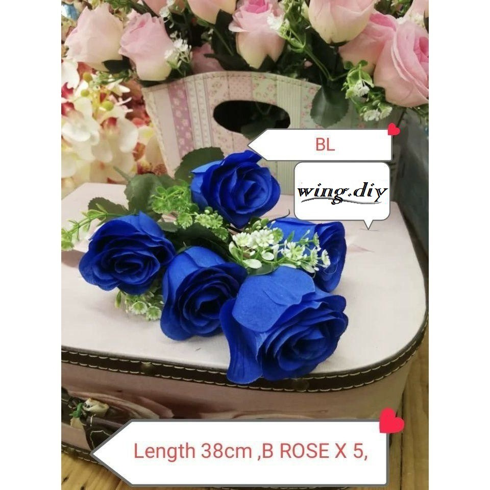 [READY STOCK] ARTIFICIAL 5 HEADS ROSE FLOWER/ HIASAN 5 KUNTUM BUNGA ROS ...