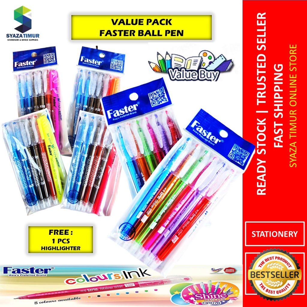 [ST-GR MY] Value Set FASTER Ball Pen CX444 / CX1076 | Pen Jawi Ball ...