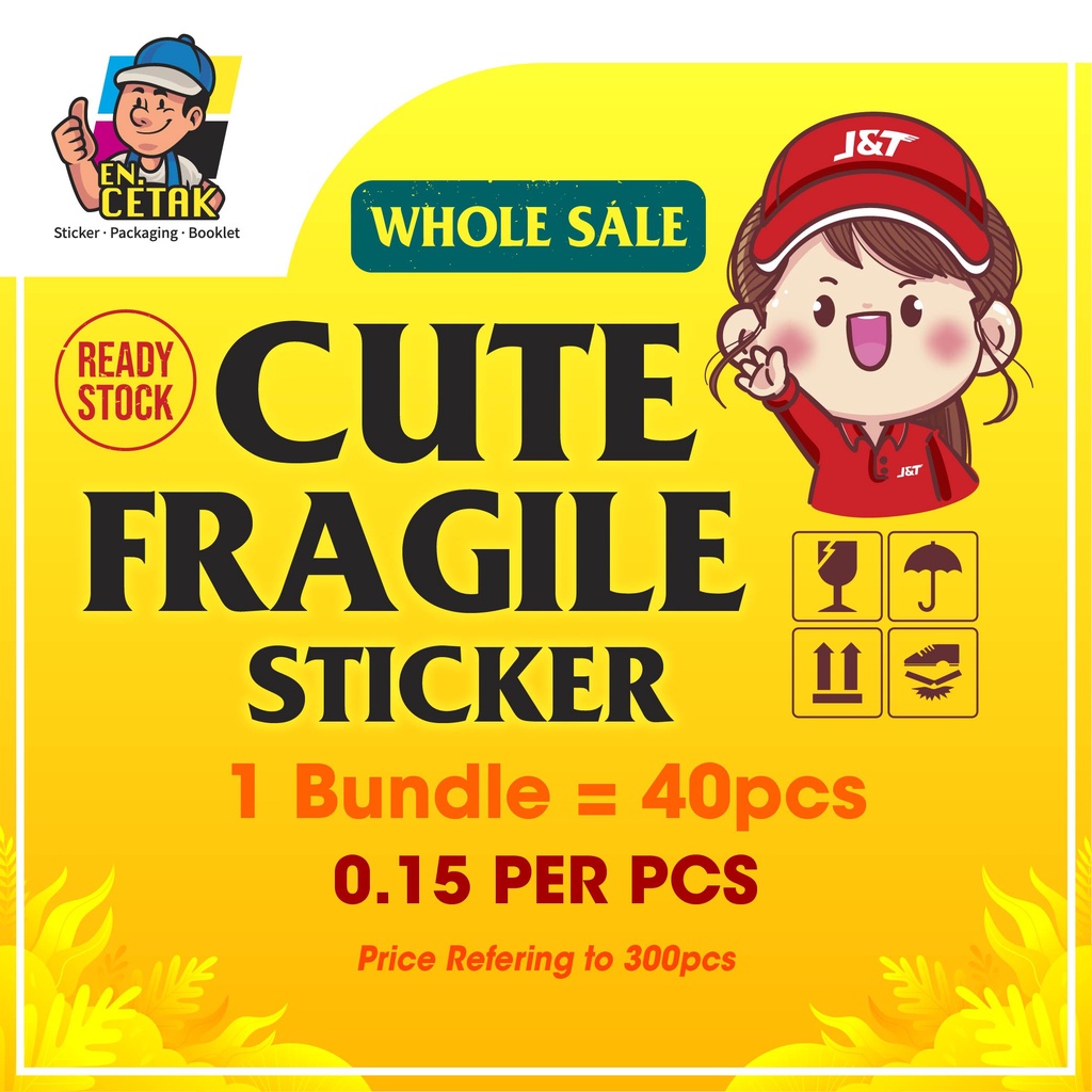 FRAGILE CUTE STICKER BOX BAG (JNT/POSLAJU/DHL/CITYLINK/GDEX) PELEKAT ...