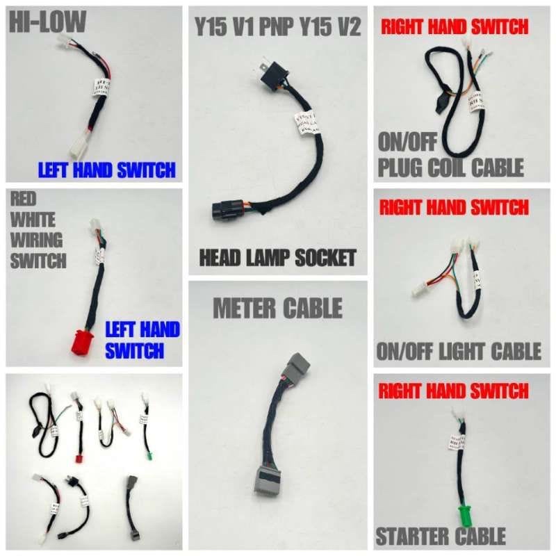 Y15 v1 CONVERT Y15 v2 HEAD LAMP SOCKET PLUG COIL CABLE HAND SWITCH ...