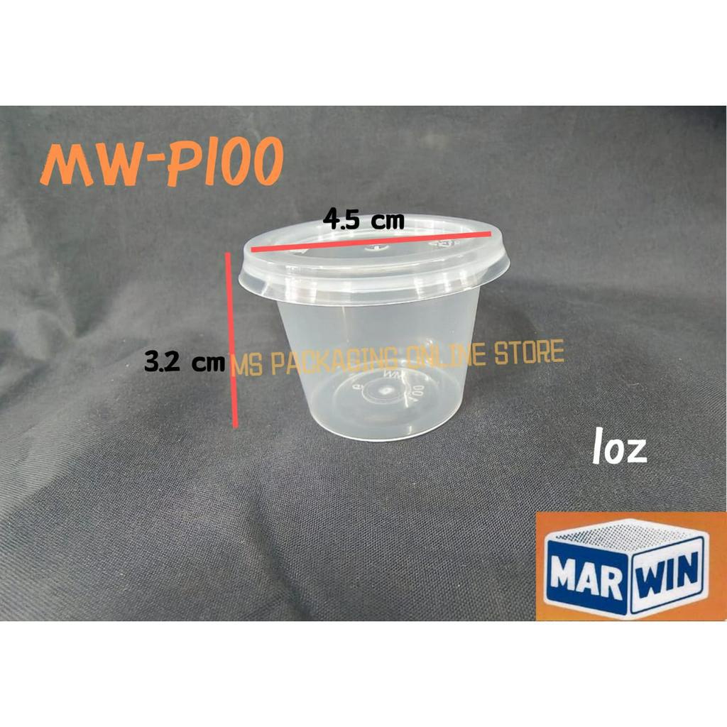 MW P-100 Microwavable Round Container with Lid (100set±)/(1oz ...