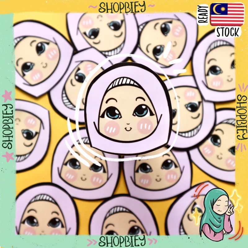 Stickers Cute muslimah HIJAB PINK girl islamic sticker bullet ...