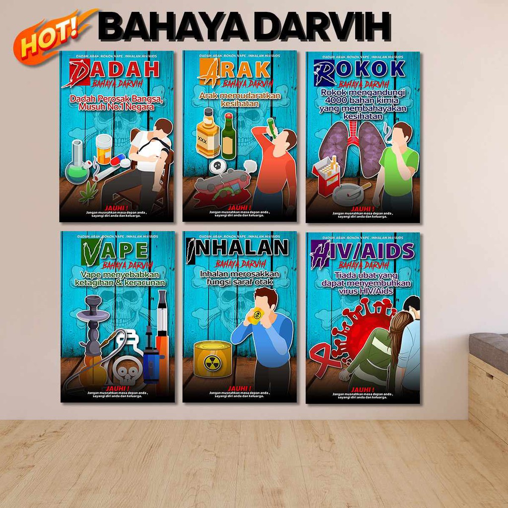 Poster Keceriaan Sekolah, Bahaya DARVIH, Merokok,Dadah,Arak,Inhalan, 6 ...