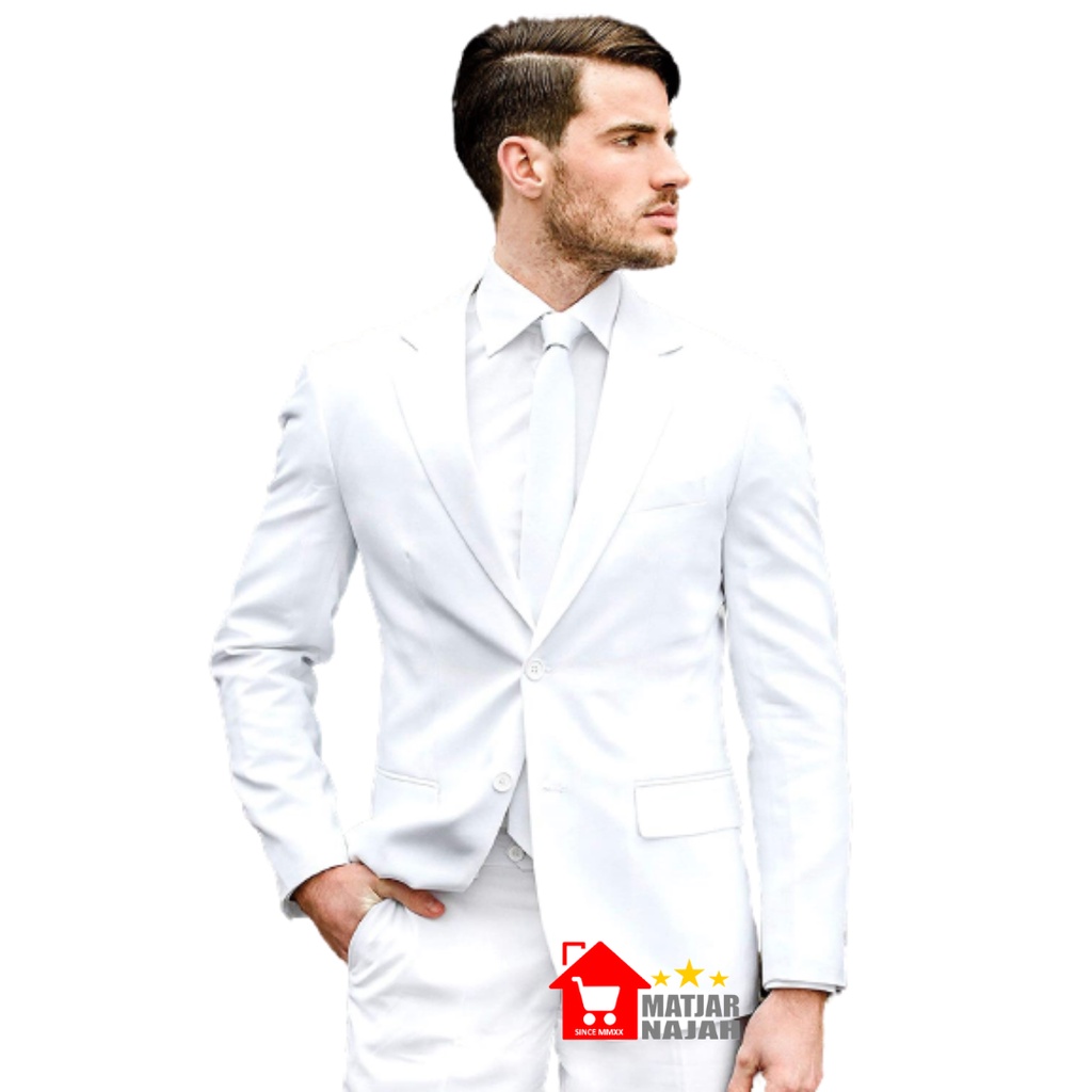 Jas Men Putih High Twist Matjar Najah - Blazer Men Formal Suit White For Men | Shopee Malaysia