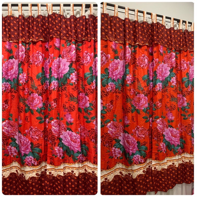 MERAH [ DOORS AND WINDOWS ] ROPE CURTAINS + RED SHABY FLOWER MOTIF PONY ...