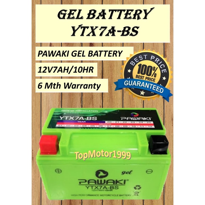 YTX7A-BS / YTX7A PAWAKI Gel Battery Motorcycle Bateri VS125 SYM VF3i ...