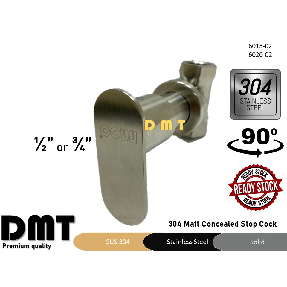 Matt Stainless Steel Stopcock, Stop Tap, Stop Valve, Concealed, Shower ...