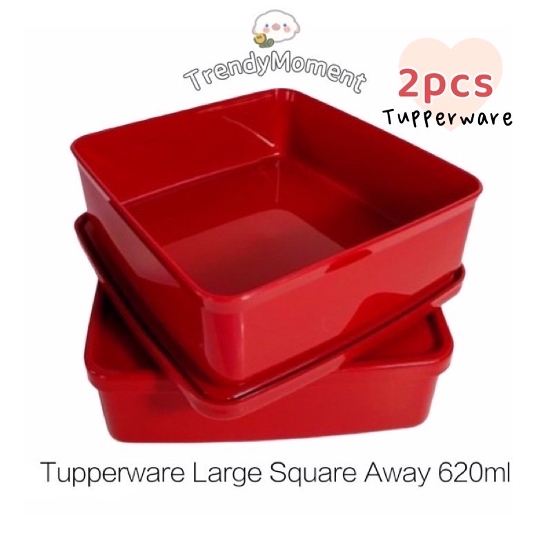 🤎READYSTOCK🤎 Tupperware Royale Red Large Square Away 620ml 1pc/2pcs ...