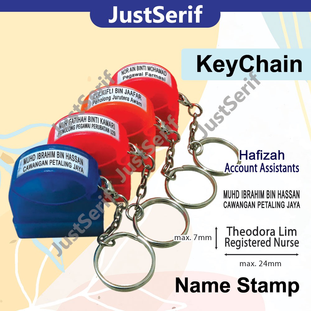 Name Stamp Keychain cop nama with Ink for kids party Best Gift Special ...