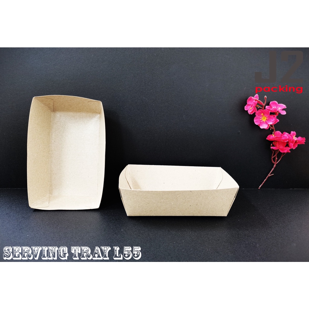 Disposable Brown Paper Serving Food Tray / Take Away Food Packaging ...