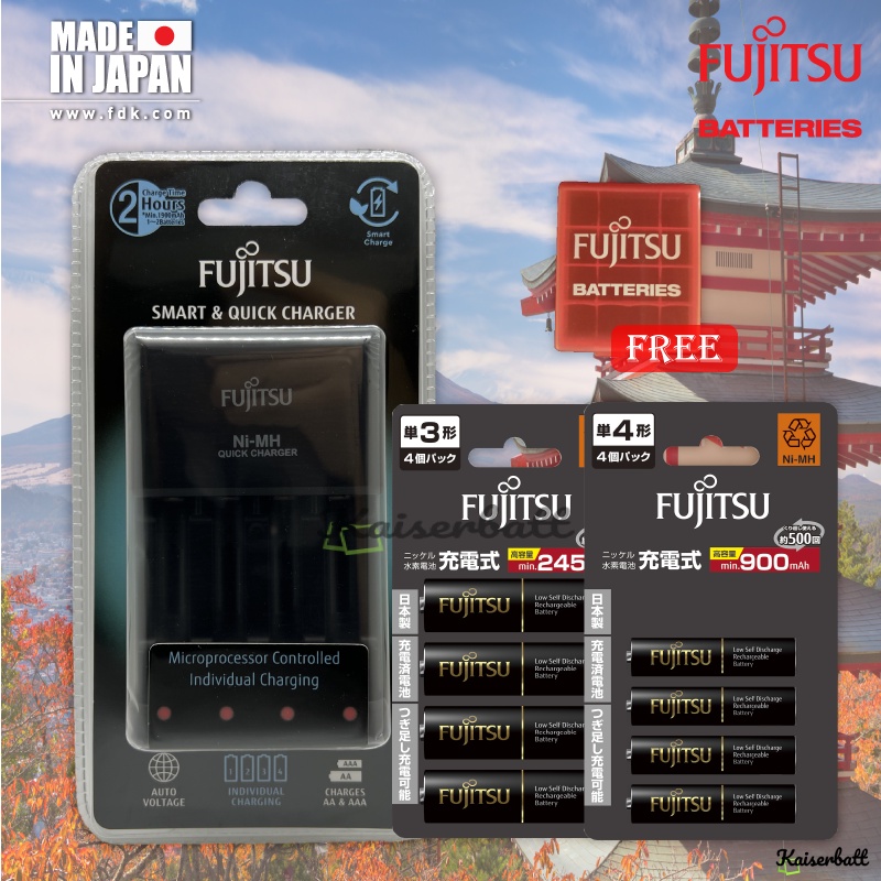 Fujitsu Pro Quick & Smart Charger Individually Charging AA / AAA ...