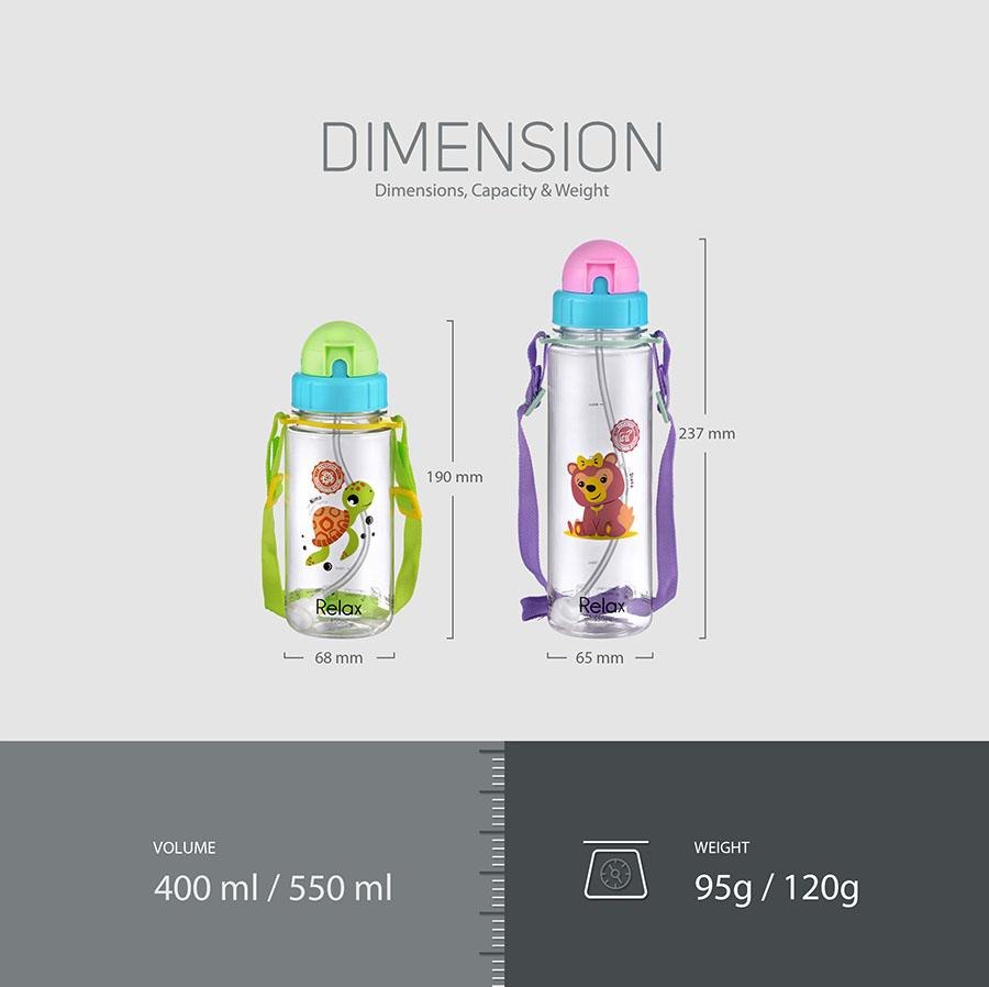 RELAX TRITAN KIDS WATER BOTTLE - 350ml 400ml 550ml 宝宝儿童吸管水壶防漏水附肩带350-550毫升 BOTOL AIR BAYI KANAK ...