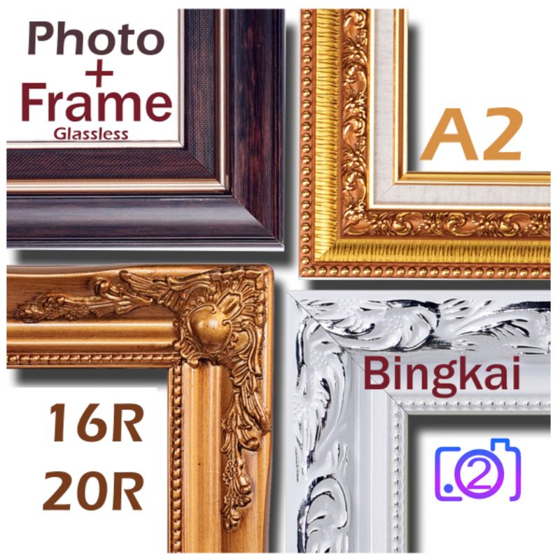 Photo + frame #Size A3 to A2#12R to 20R#Gambar Dan Bingkai#Glassless ...
