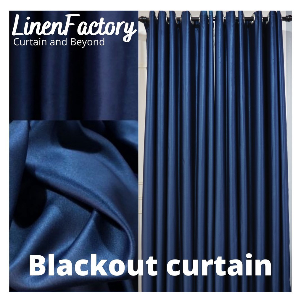 Langsir dapur Langsir sliding door Dark Blue 80% Blackout Designed ...