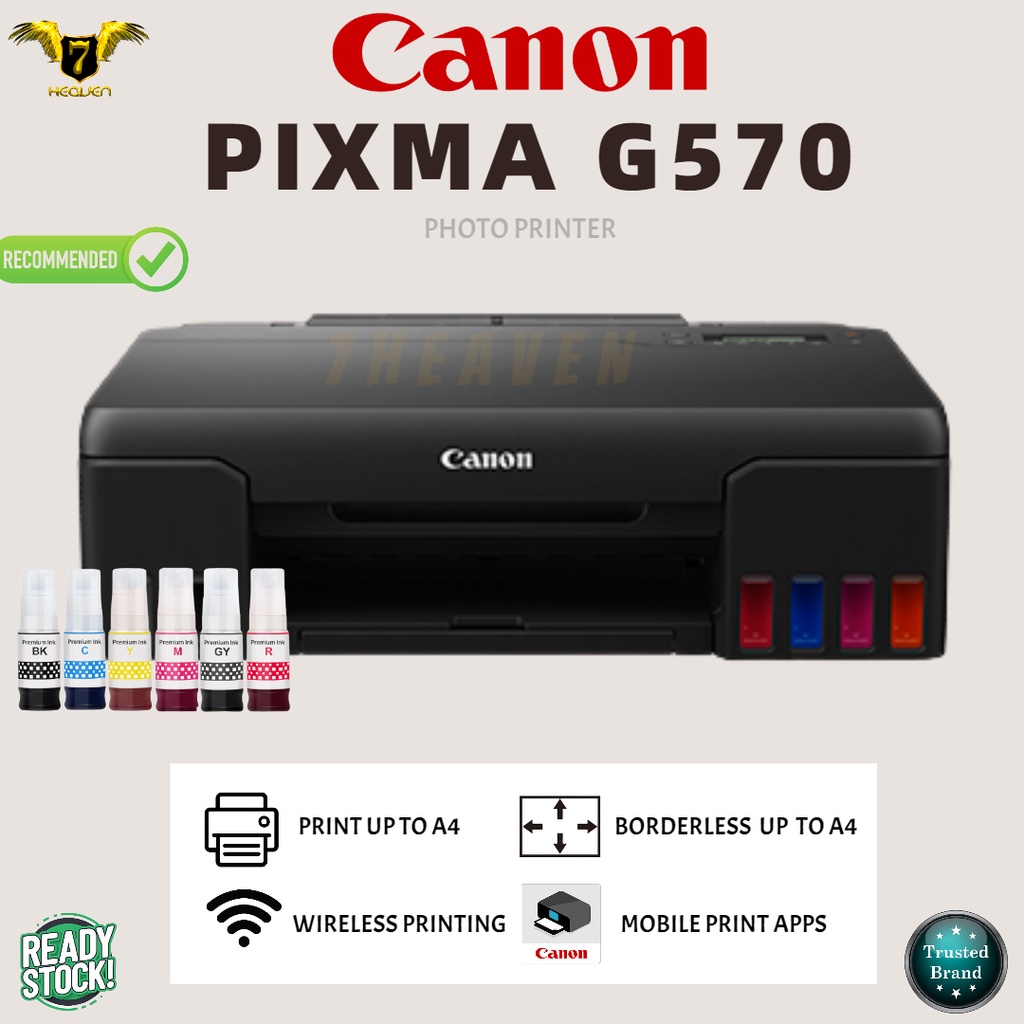 Canon PIXMA G570 Single Function Ink Tank Wireless Photo Printer ...