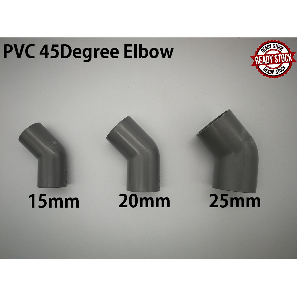15MM 20MM 25MM PVC PIPE FITTING BRAND BBB (BINA) 45 DEGREE ELBOW | PAIP AIR FITTING KELABU ...