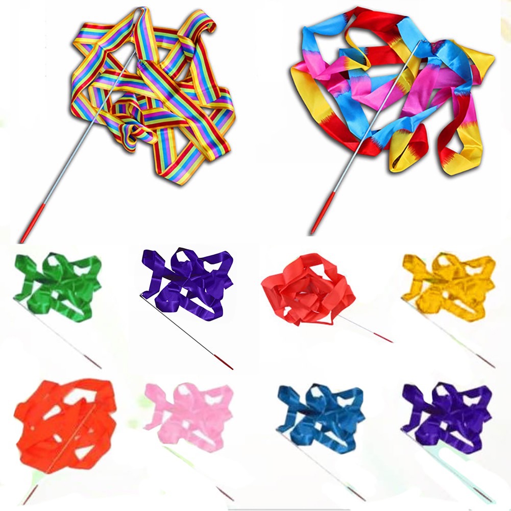 4M Colorful Dance Ribbon Gym Rhythmic Art Gymnastic Streamer Twirling ...