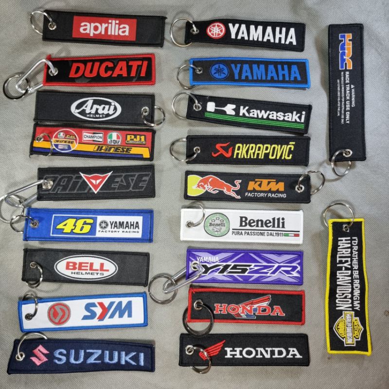 LIMITED STOCK 😎 Motorsport Motorcycle brand Woven Fabric Keychains Key ...
