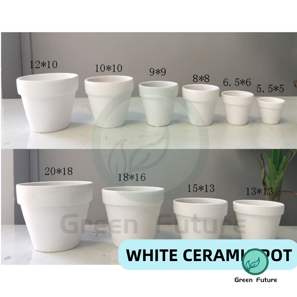 【5 SIZE SMALL SERIOUS】WHITE POTTERY CLAY POT SUCCULENT FLOWER POT 白陶多肉 ...