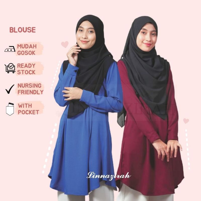 Simple Blouse Muslimah Labuh Nursing Friendly Blouse Wanita Murah Baju ...