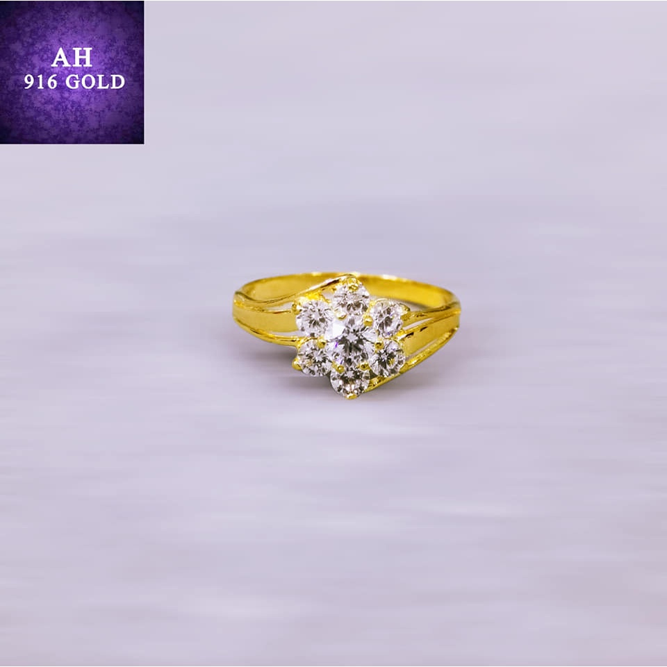 Cincin Tunang Emas 916 Bunga Size 8,9,10,11,12,13,14,15,16,17/Merisik ...