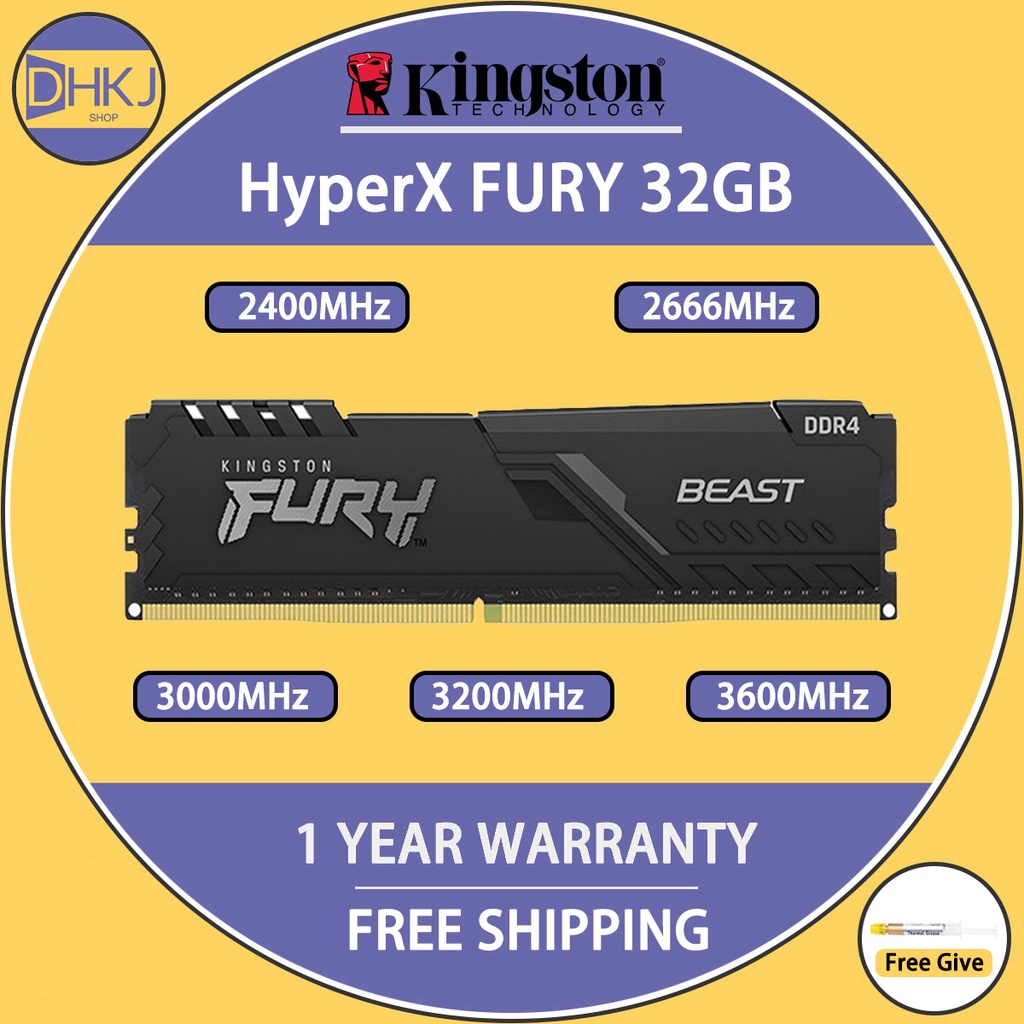 Kingston Hyperx Fury Ddr4 32gb 2133mhz 2400mhz 2666mhz 3200mhz 32gb 1