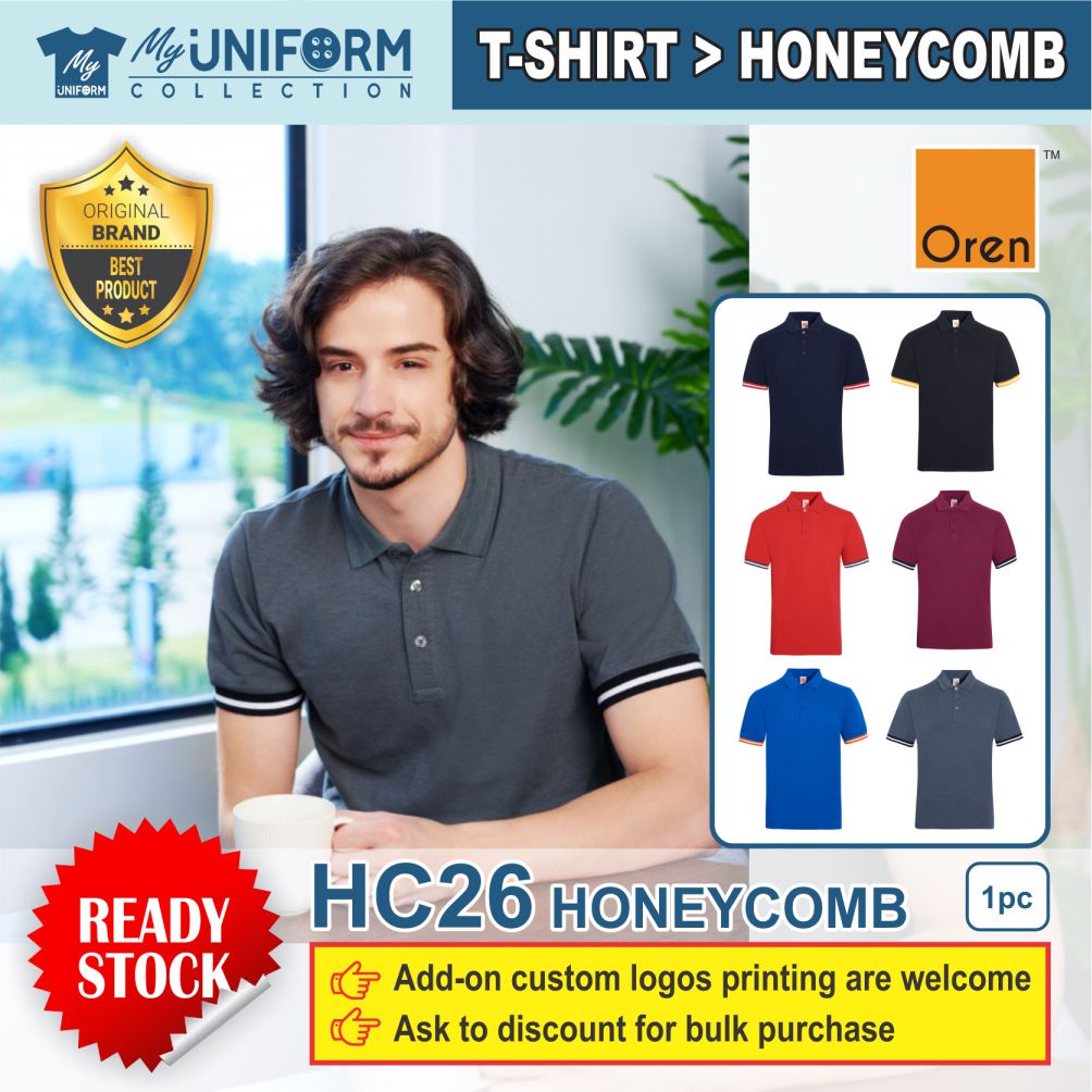[Original Brand] Oren Sport HC26 Unisex Honeycomb Short Sleeve Collar ...