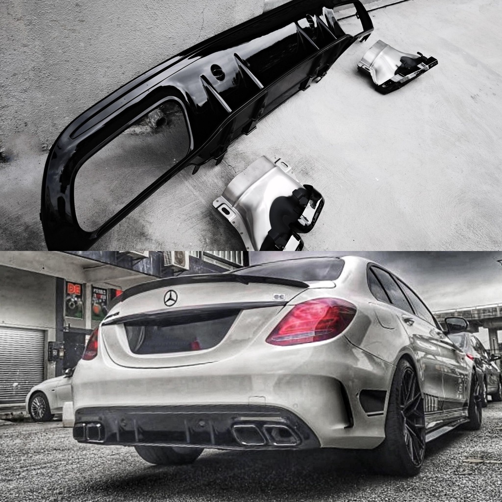 Mercedes W205 C250 C300 AMG C63S Diffuser & Exhaust Tips set | Shopee ...