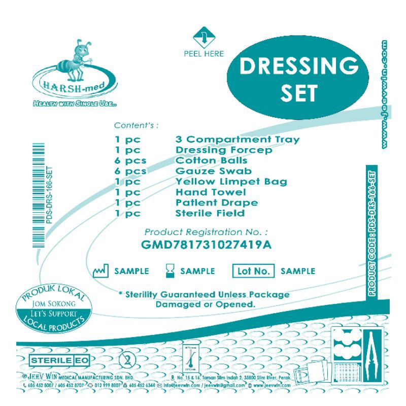 Harsh-Med Hard Tray Woundcare Disposable 166 Dressing set - 1 Dressing ...