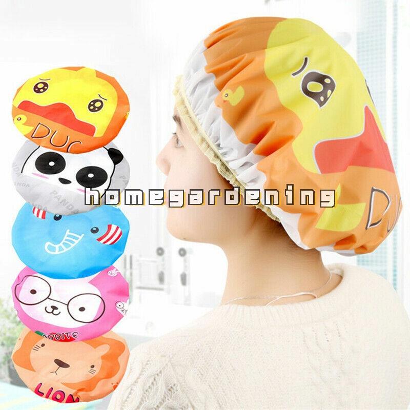Waterproof Shower Cap Cartoon Fruit Pattern Reusable Elastic Bathing ...
