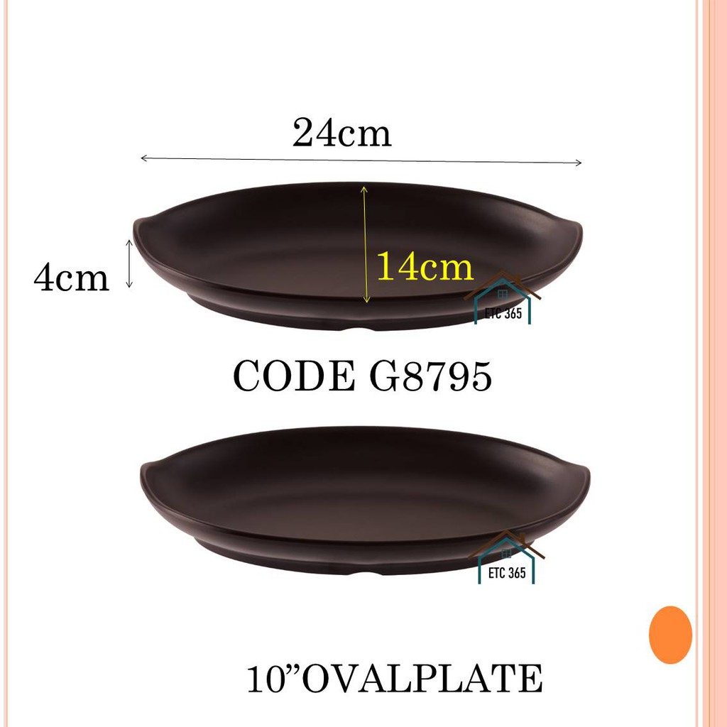 100% Melamine Japanese & Korean Frosted Surface Oval Plate/Pinggan ...