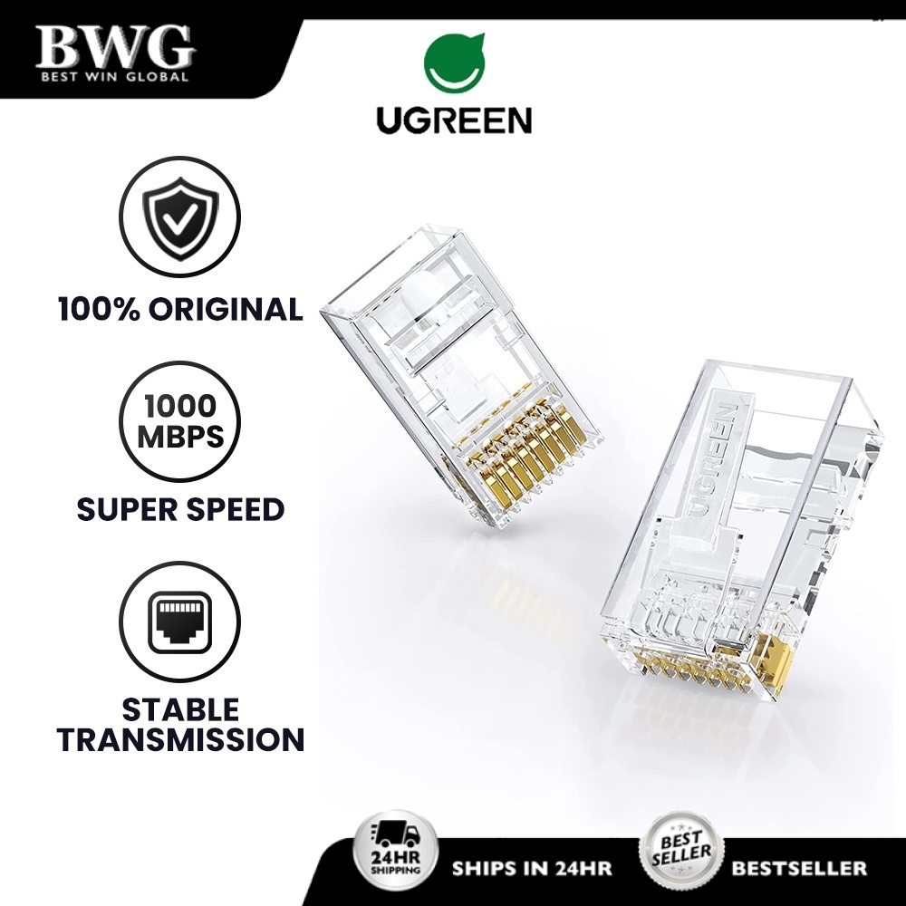 UGREEN RJ45 Connector Cat6 RJ45 Plug Ends Ethernet Cable Crimp Network ...