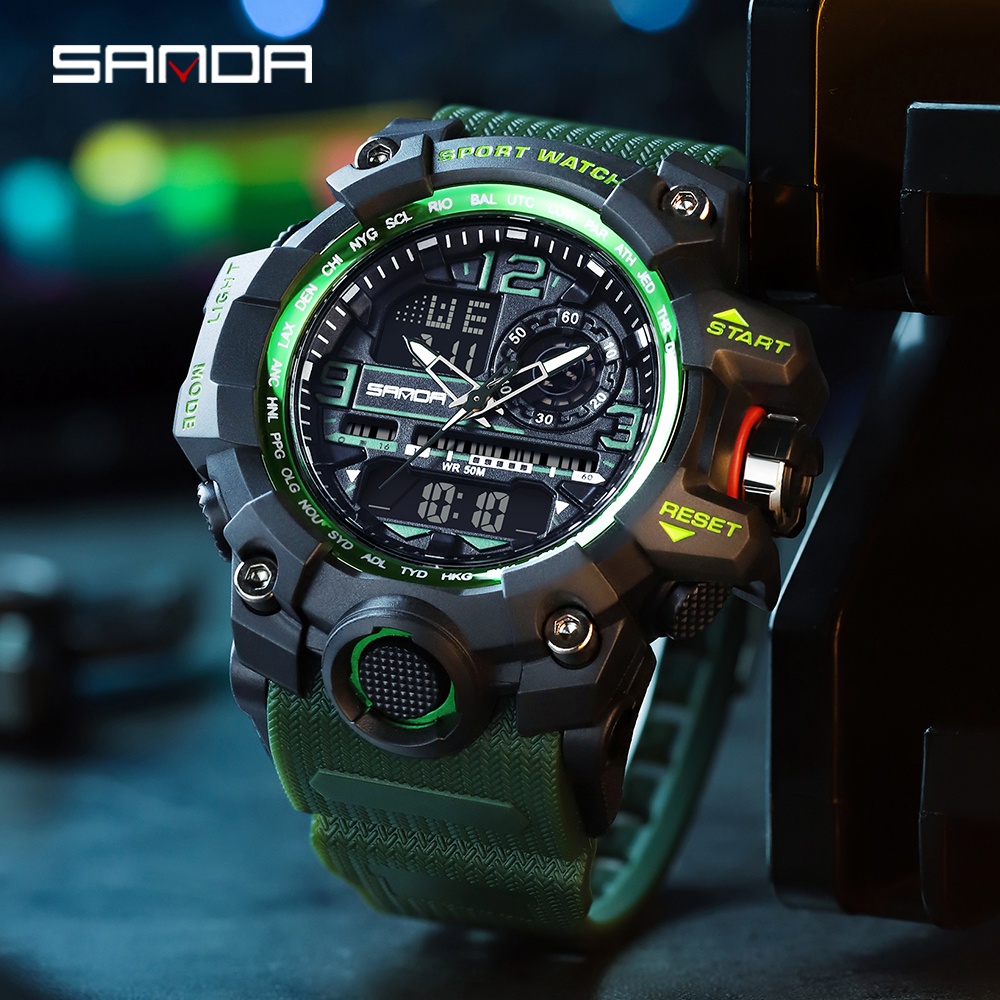 SANDA Men's Fashion Sports Watch Luminous Waterproof Cool Watch LED ...