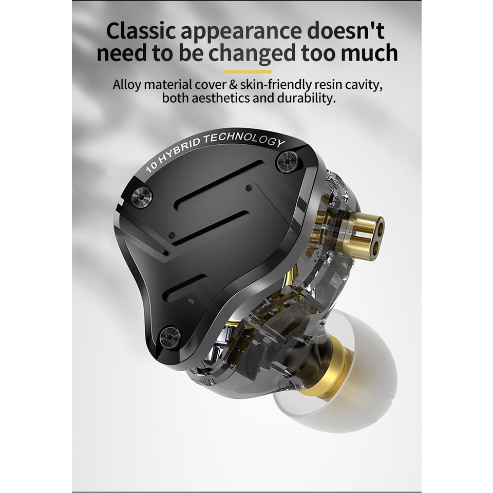 KZ ZS10 Pro X Upgraded 1DD+4BA Hybrid Driver In Ear Earphone HiFi IEM ...