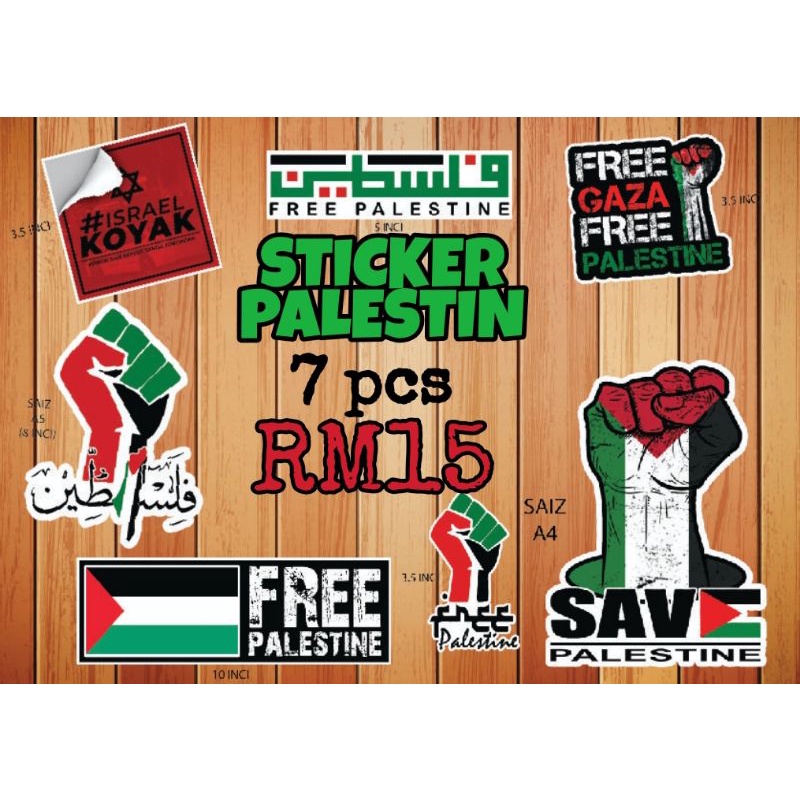 Sticker Kereta Palestine | Sticker PVC Kalis Air | 7 Keping Pelbagai ...