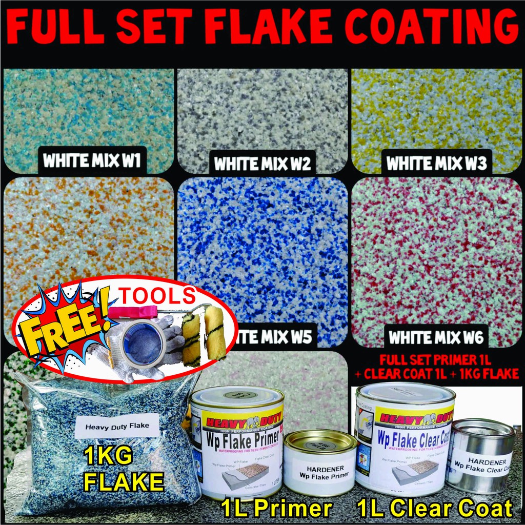 FULL SET Epoxy Colour Flake Coating ( FREE TOOL /1KG FLAKE /1L PRIMER ...