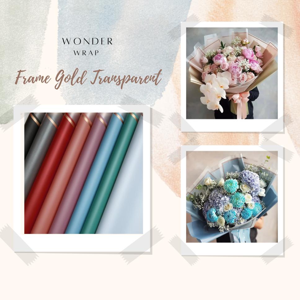 [5 Sheets] Flower Wrapping Paper Bouquet Paper Frame Gold Transparent ...
