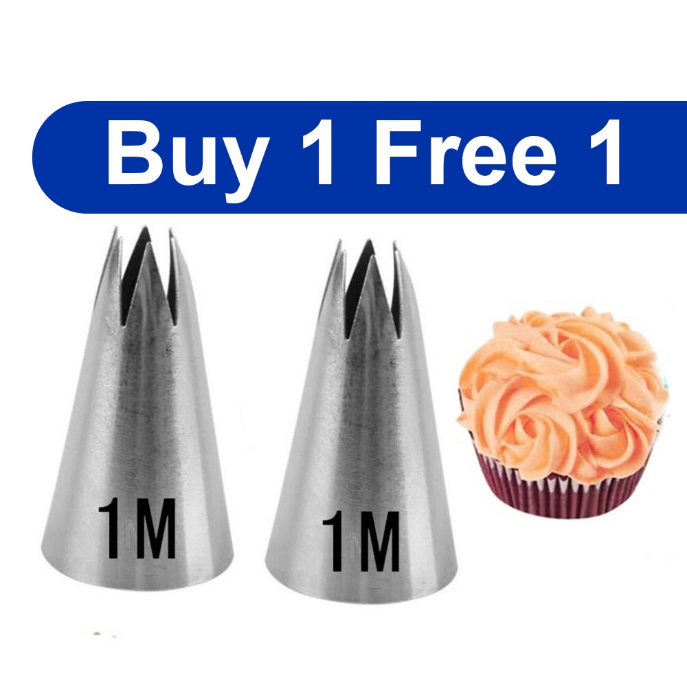 Buy 1 Free 1 - 1PCS #1M Stainless Steel Icing Tips Piping NozzlesCake ...